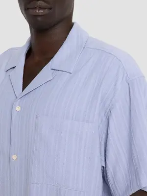 Scotch & Soda Textured Striped Chest-pocket Short-sleeve Shirt