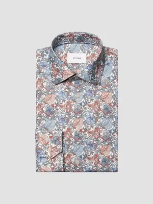 Eton Slim-fit Floral Twill Shirt - Red