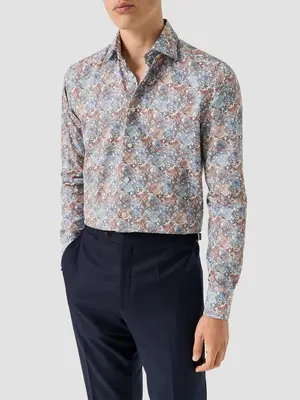 Eton Slim-fit Floral Twill Shirt - Red