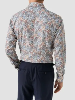 Eton Slim-fit Floral Twill Shirt - Red