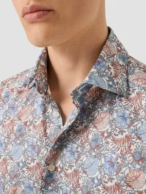 Eton Slim-fit Floral Twill Shirt - Red