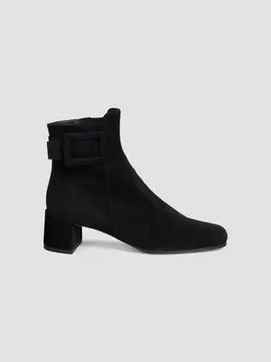 ROGER VIVIER Tres Vivier Polly 45mm Suede Booties - Nero