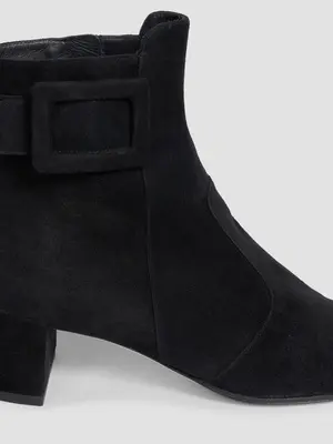 ROGER VIVIER Tres Vivier Polly 45mm Suede Booties - Nero