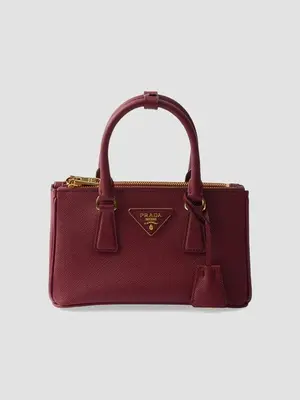 Prada Galleria Saffiano Leather Mini Top Handle Bag - Red