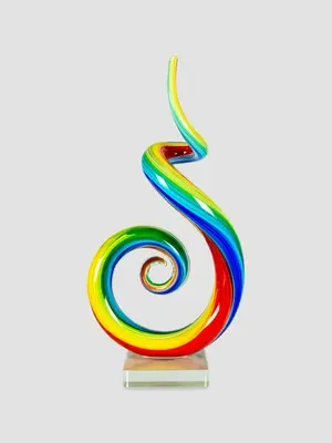 DALE TIFFANY Rainbow Spiral Handcrafted Art Glass Sculpture - Multi