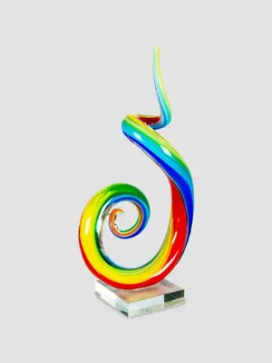 DALE TIFFANY Rainbow Spiral Handcrafted Art Glass Sculpture