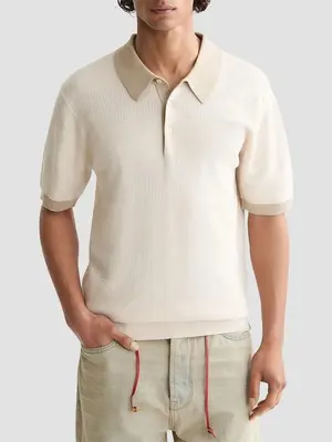Scotch & Soda Textured Cotton Knit Polo Shirt