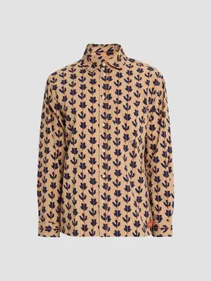 Scotch & Soda Structured Print Button-front Shirt - Ditsy Leaf