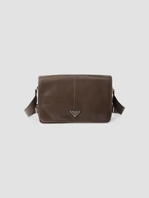 Prada Leather Shoulder Bag Medium Brown