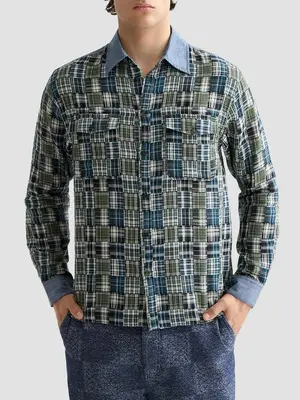 Scotch & Soda Patchwork Flannel Relaxed-fit Button-front Shirt