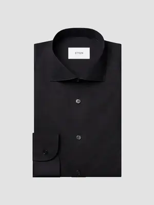 Eton Contemporary-fit Solid Cotton-silk Shirt - Black