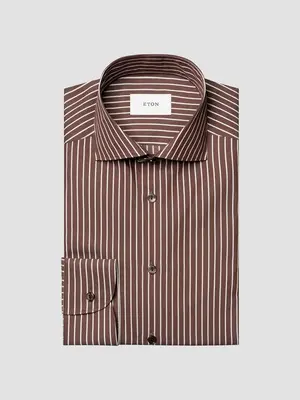 Eton Contemporary-fit Striped Cotton-silk Shirt - Red