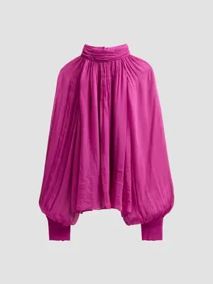 Ronny Kobo Zenia Draped Sheer Blouse