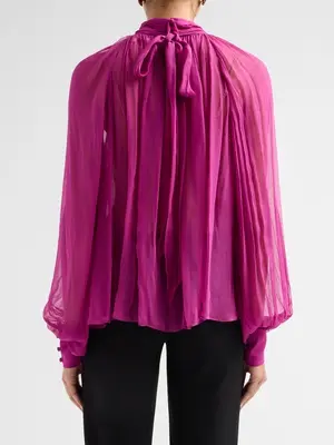 Ronny Kobo Zenia Draped Sheer Blouse