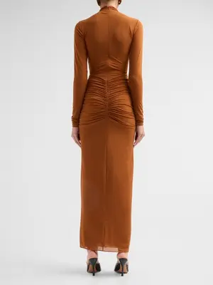 Ronny Kobo Scorpio Gathered Maxi Dress - Almond