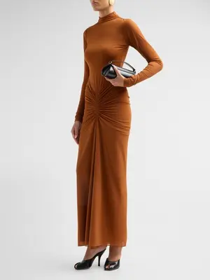 Ronny Kobo Scorpio Gathered Maxi Dress - Almond