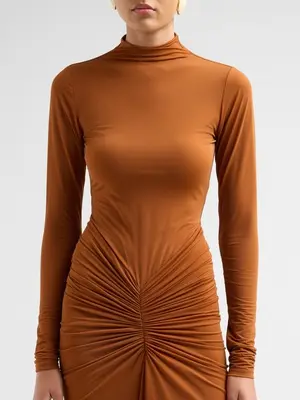 Ronny Kobo Scorpio Gathered Maxi Dress - Almond
