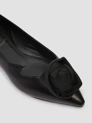 ROGER VIVIER I Love Vivier Rose Leather Ballerina Flats