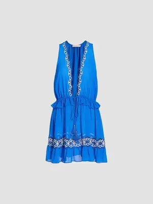 Ramy Brook Gwendolyn Embroidered Cover-up Minidress - Ocean