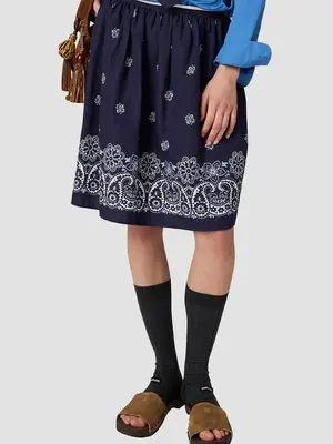 Miu Miu Printed Slubbed Poplin Skirt