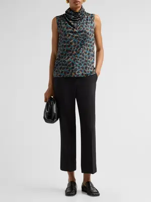 Altuzarra Holt Leopard-print Draped Top - Lagoon Spotted Leopard