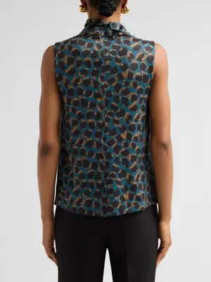 Altuzarra Holt Leopard-print Draped Top - Lagoon Spotted Leopard