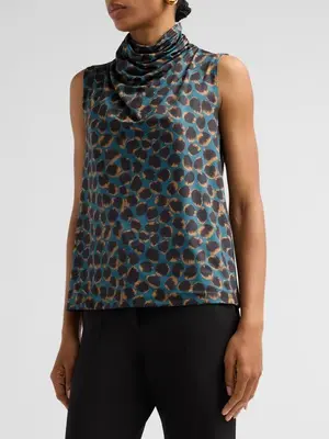 Altuzarra Holt Leopard-print Draped Top - Lagoon Spotted Leopard
