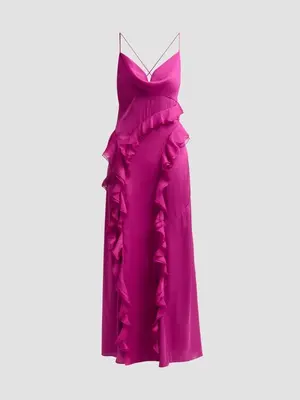 Ronny Kobo Deon Ruffle Maxi Dress - Rouge