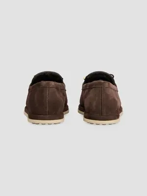 TOD'S Shearling-lined Suede Loafers - Palissandro