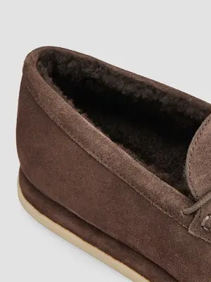 TOD'S Shearling-lined Suede Loafers - Palissandro