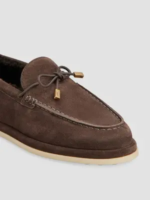 TOD'S Shearling-lined Suede Loafers - Palissandro