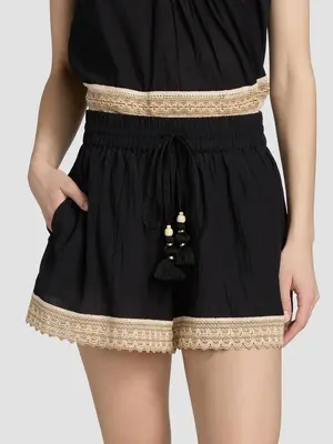 Ramy Brook Adrienne Cotton Cover-up Shorts - Black
