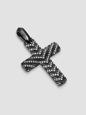 David Yurman Chevron Cross Pendant In Black Titanium