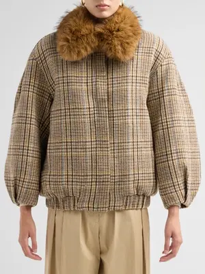 Ronny Kobo Savannah Tweed Faux Fur Collar Jacket