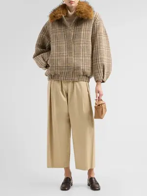 Ronny Kobo Savannah Tweed Faux Fur Collar Jacket