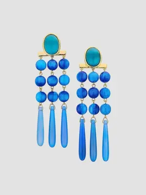 Ramy Brook Elisa Goldtone, Resin & Agate Chandelier Earrings - Blue Multi
