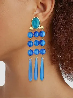 Ramy Brook Elisa Goldtone, Resin & Agate Chandelier Earrings - Blue Multi