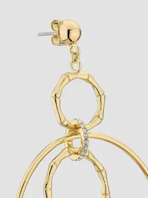 Ramy Brook Chiara Goldtone & Cubic Zirconia Bamboo Hoop Drop Earrings