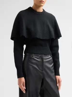 Ronny Kobo Evian Layered Cape Sweater - Black