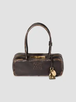Miu Miu Beau Nappa Leather Top Handle Bag - Brown