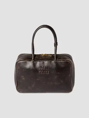 Miu Miu Beau Nappa Leather Top Handle Bag - Brown
