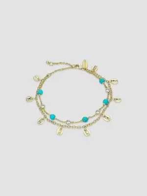 Ramy Brook Arianna Goldtone, Turquoise & Cubic Zirconia Anklet - Turquoise Multi