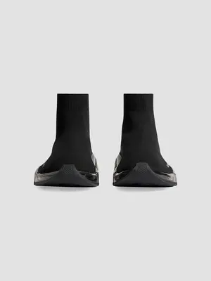Balenciaga Speed 2.0 Full Clear Sole Knit Sneakers - Black