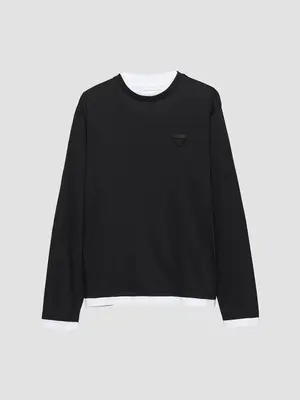 Prada Long-sleeved Cotton T-shirt - Black