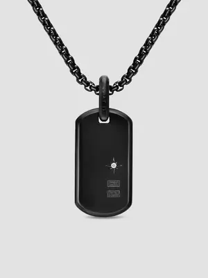 David Yurman Chevron Fluorescent Tag In Titanium With Diamonds, 27mm
