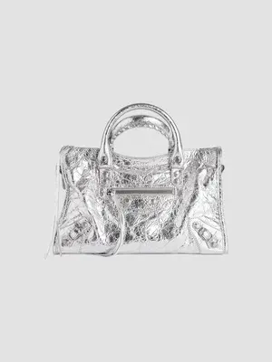 Balenciaga Le City Small Top Handle Metallized Bag - Silver