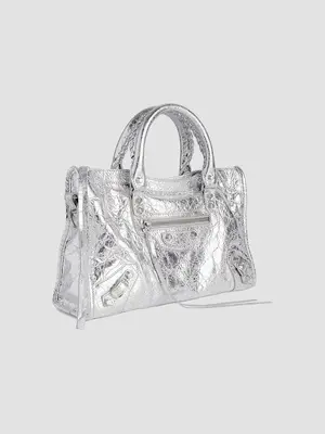 Balenciaga Le City Small Top Handle Metallized Bag - Silver