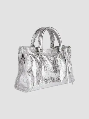Balenciaga Le City Small Top Handle Metallized Bag - Silver