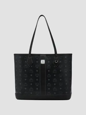 Mcm Medium Liz Visetos Shopper Bag - Black