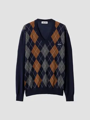 Miu Miu V-necked Wool Sweater - Blue